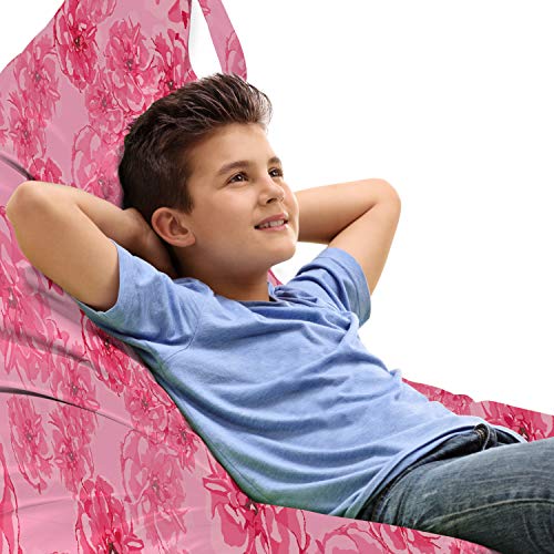 Ambesonne Flowers Lounger Chair Bag, Vintage Roses Pattern in Watercolor Style Floral Design, High Capacity Storage with Handle Container, Lounger Size, Pale Pink Dark Coral