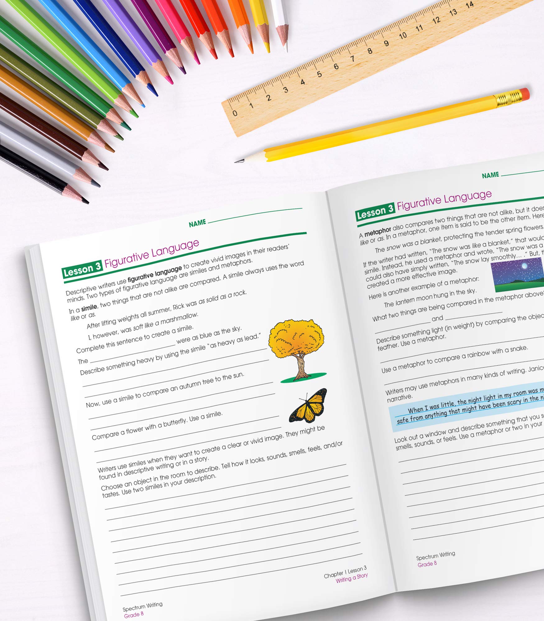 Spectrum 8th Grade Writing Workbook, Ages 13 to 14, Grade 8 Writing Workbook Informative, Advertising, Persuasive, Letter, and Fiction Story Writing Prompts 8th Grade Workbook - 144 Pages