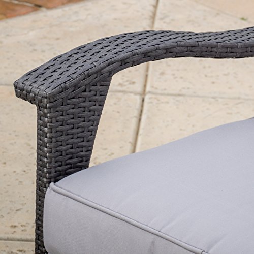 Christopher Knight Home Honolulu Outdoor Wicker Seating Set and Cushions, 4-Pcs Set, Grey