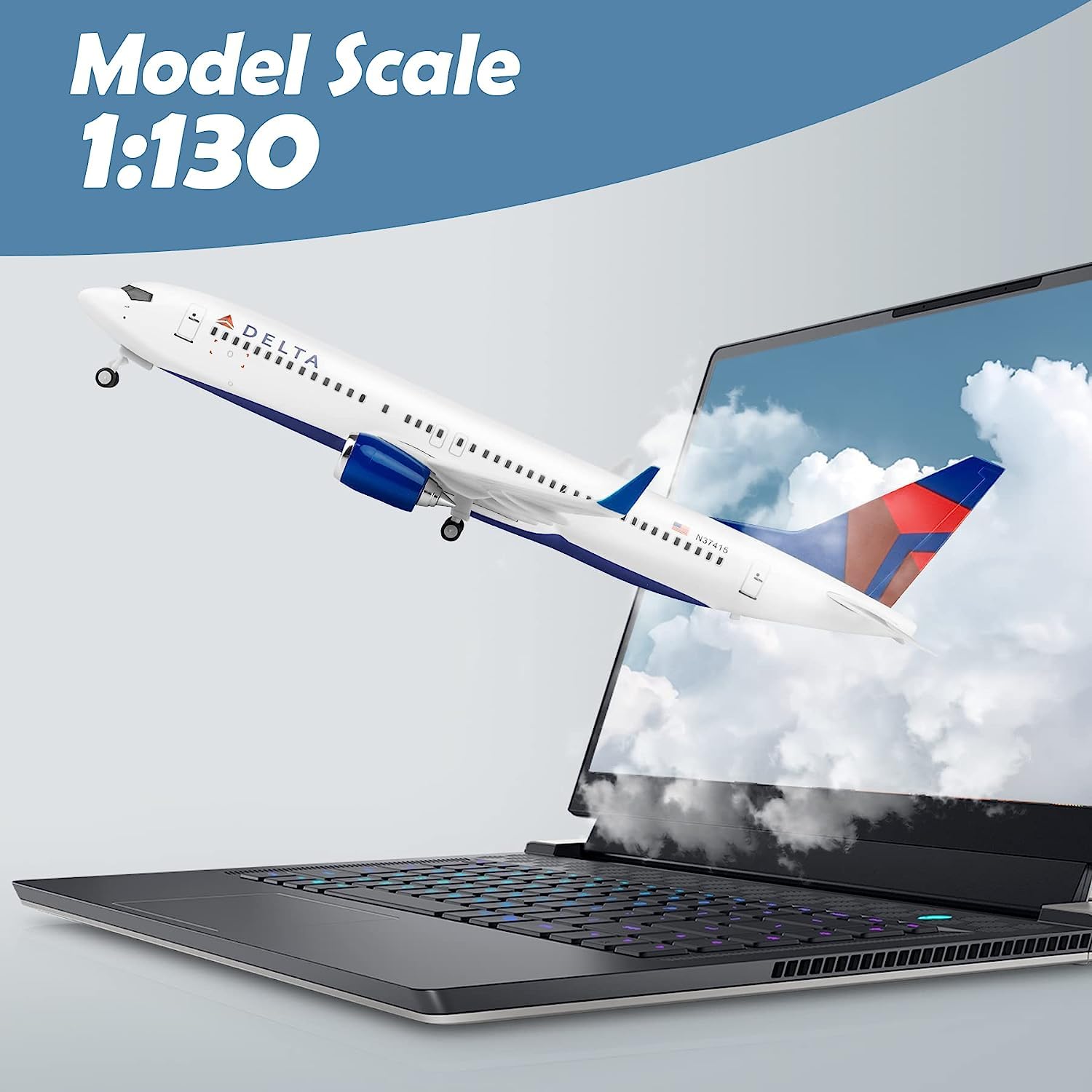 Joylluoan 1:130 Delta Model Plane Alloy Diecast Airplanes Model Airplane with LED Light