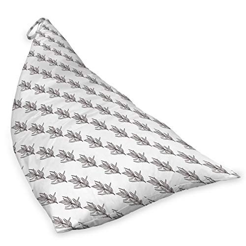 Ambesonne Plants Lounger Chair Bag, Floral Theme Stem Leaves Images Tarragons Pattern on Plain Background, High Capacity Storage with Handle Container, Lounger Size, White and Pale Taupe