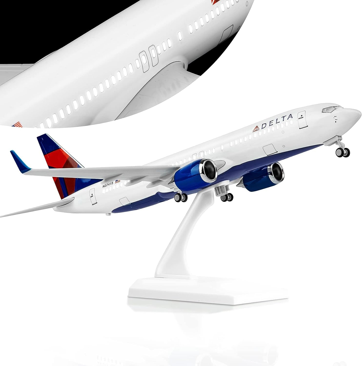 Joylluoan 1:130 Delta Model Plane Alloy Diecast Airplanes Model Airplane with LED Light