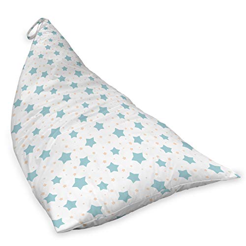 Ambesonne Neutral Color Lounger Chair Bag, Cartoonish Soft Toned Pastel Stars Cartoon Bicolour Design, High Capacity Storage with Handle Container, Lounger Size, Cadet Blue and Pale Peach