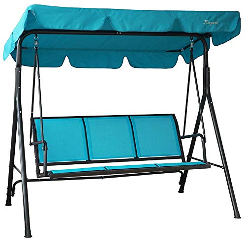 Kozyard Belle 3 Person Outdoor Patio Swing with Strong Weather Resistant Powder Coated Steel Frame and Textilence Seats