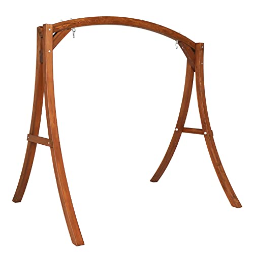 VINGLI Heavy Duty Wooden Swing Frame for Adults Kids, Strong A-Frame Porch Swing Bench Stand for Indoor & Outdoor, Curved Arc Top Design, Supports Up to 660 LBS