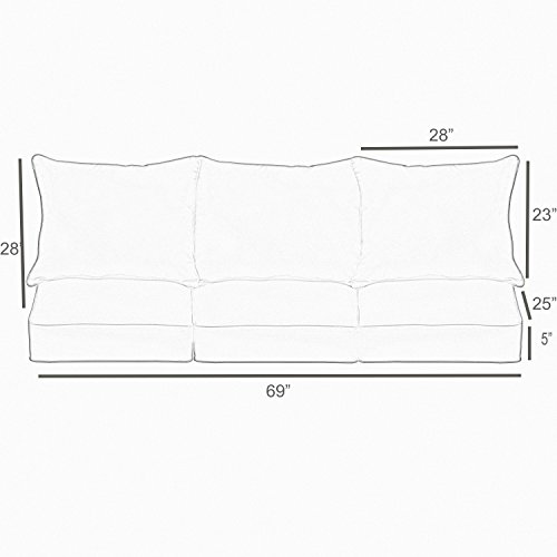 Mozaic AZPCSET5761 Sunbrella Corded Outdoor Sofa Set, 23" x 25" x 5", Canvas Ivory
