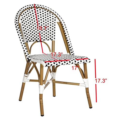 Safavieh Home Collection Hooper Indoor-Outdoor Stacking Side Chairs | Black & White | Set of 2
