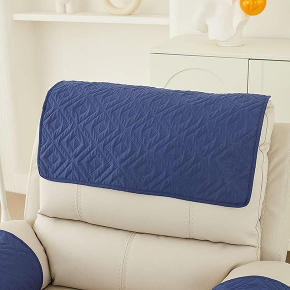 Nonslip Waterproof Armchair Cover for Recliner Leather Sofa Couch Protector - Navy Blue, 1 Seater