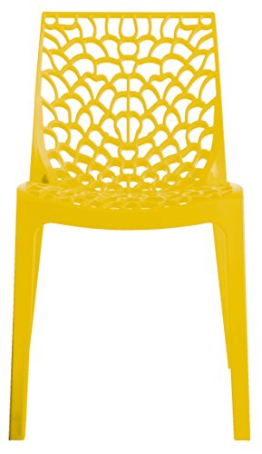 Upon Gruvyer Indoor Outdoor Dining Chairs, from Italy, Stackable, Strong - Brilliant Yellow (2 Chairs)