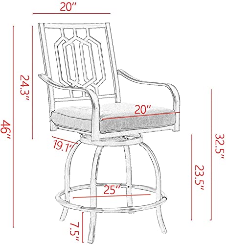 Ulax Furniture Outdoor 2-Piece Counter Height Swivel Bar Stools High Patio Dining Chair Set (Navy)