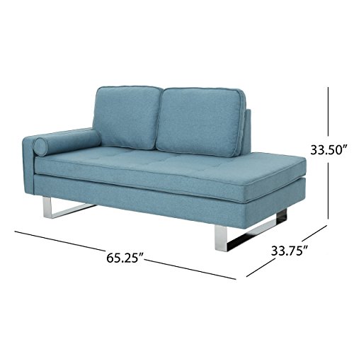 Christopher Knight Home Phelps Modern Fabric Chaise Loveseat, Blue, Silver