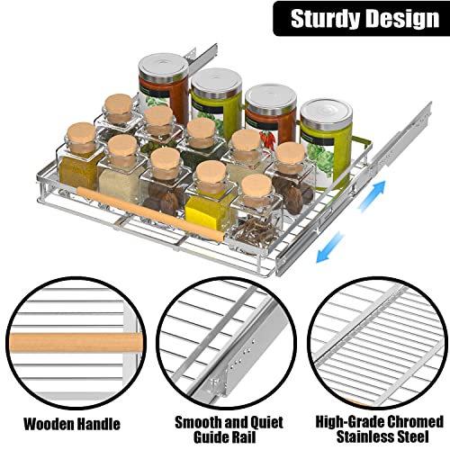 GEDLIRE Expandable Pull Out Sliding Drawers for Cabinets, Heavy Duty Slide Out Cabinet Organizer Basket, Pullout Pantry Shelves for Kitchen, Under Sink, Wardrobe, 16.3"-26.3" W x 17.3" D