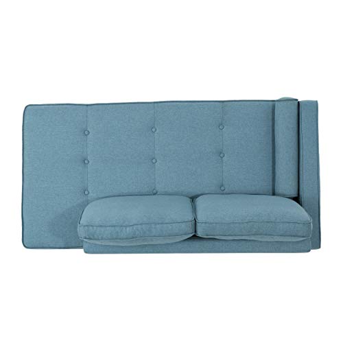 Christopher Knight Home Phelps Modern Fabric Chaise Loveseat, Blue, Silver