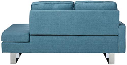 Christopher Knight Home Phelps Modern Fabric Chaise Loveseat, Blue, Silver