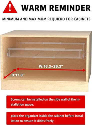 GEDLIRE Expandable Pull Out Sliding Drawers for Cabinets, Heavy Duty Slide Out Cabinet Organizer Basket, Pullout Pantry Shelves for Kitchen, Under Sink, Wardrobe, 16.3"-26.3" W x 17.3" D