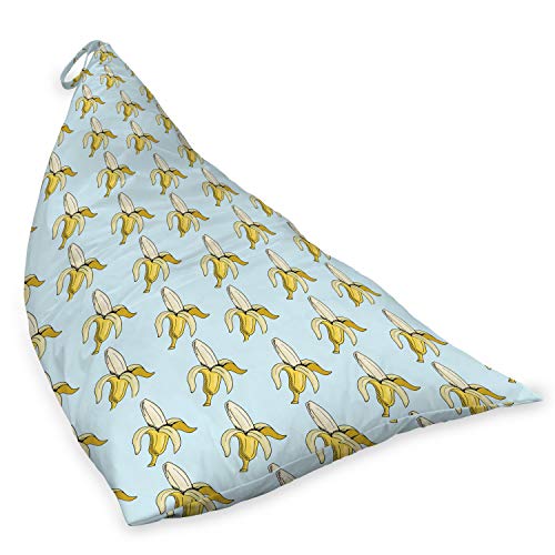Ambesonne Fruit Lounger Chair Bag, Bananas in Cartoon Style Tropical Healthy Food on Pastel Backdrop, High Capacity Storage with Handle Container, Lounger Size, Pale Blue Yellow and Cream