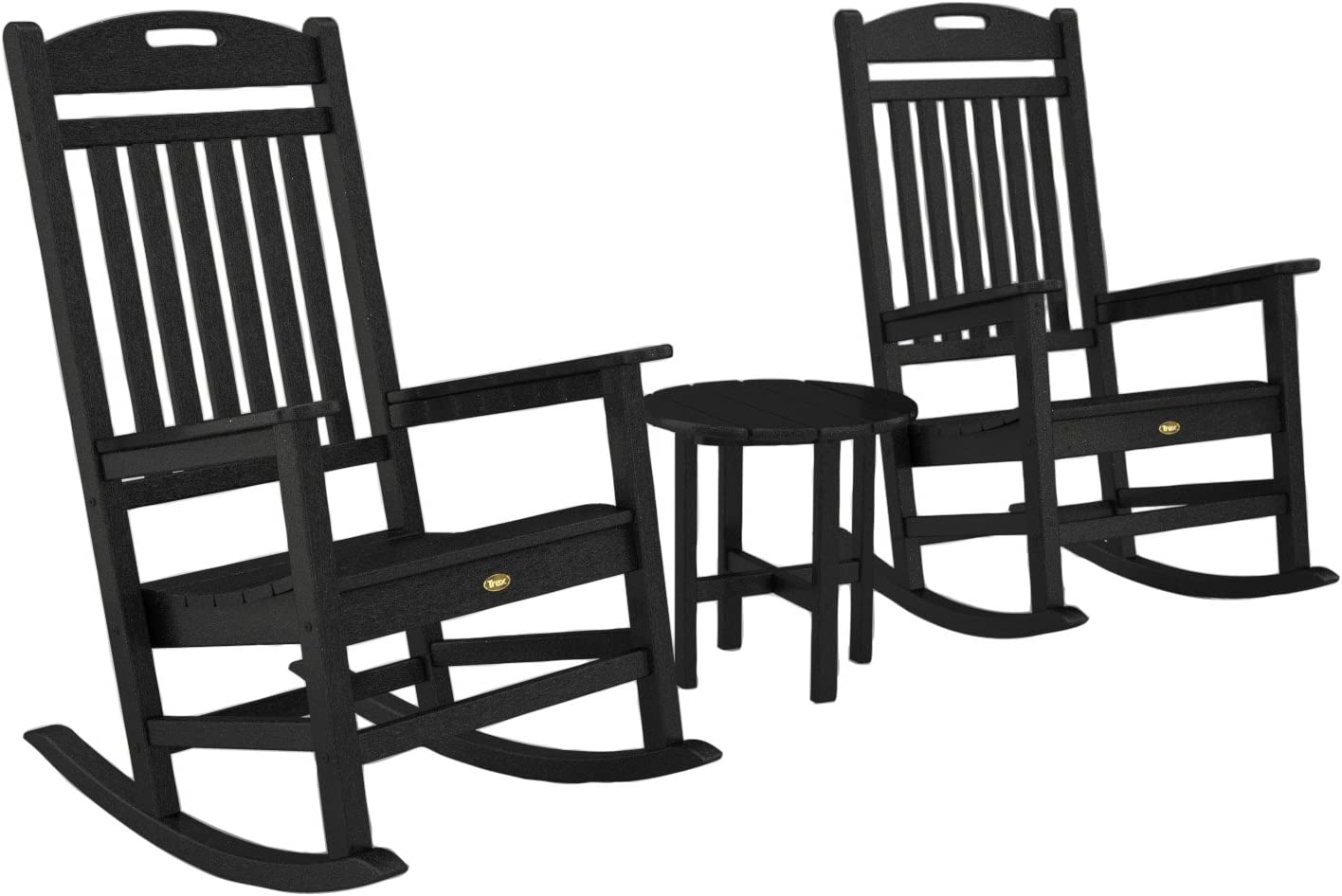 Trex Outdoor Furniture by Polywood 3-Piece Yacht Club Rocker Set, Charcoal Black
