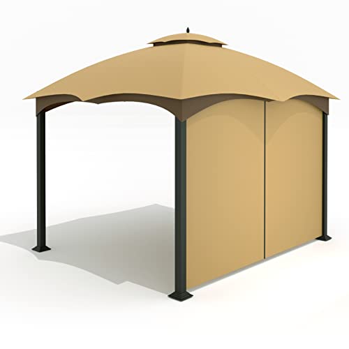 Tanxianzhe Gazebo Replacement Privacy Curtain with Zipper Outdoor Universal Privacy Panel Sidewall for 10' x 12' Gazebo (Khaki)