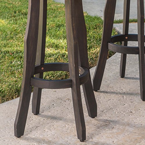 Christopher Knight Home Pike Outdoor Acacia Wood Barstools, 2-Pcs Set, Dark Grey Finish