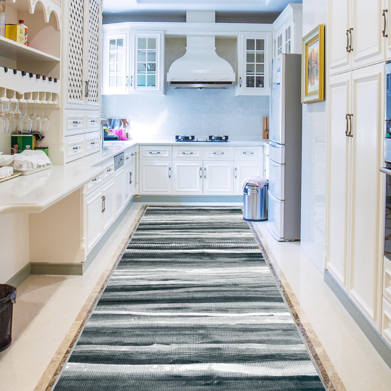 TUOJINRUIDA Abstract Runner Rug Carpet for Hallway with Non Slip PVC Dot Backing 2' x 12' (60 x 360 cm) Anti Skid Laundry Runner Rug Mat for Kitchen Entryway Living Room