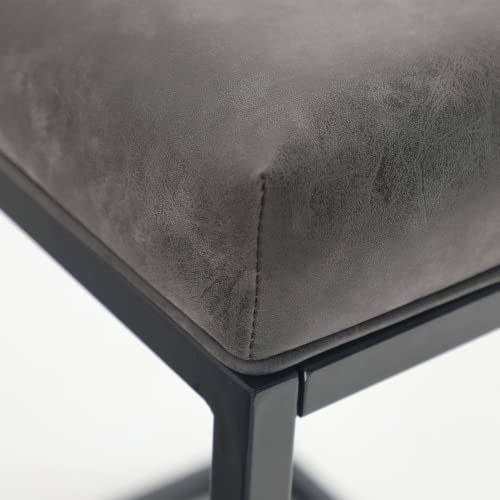 ALPHA HOME 24" Conter Stools Bar Stools Set of 3 with Footrest Pu Leather Backless Kitchen Island Chair with Thick Cushion & Sturdy Chromed Metal Steel Frame Base,Grey,3pcs.A36