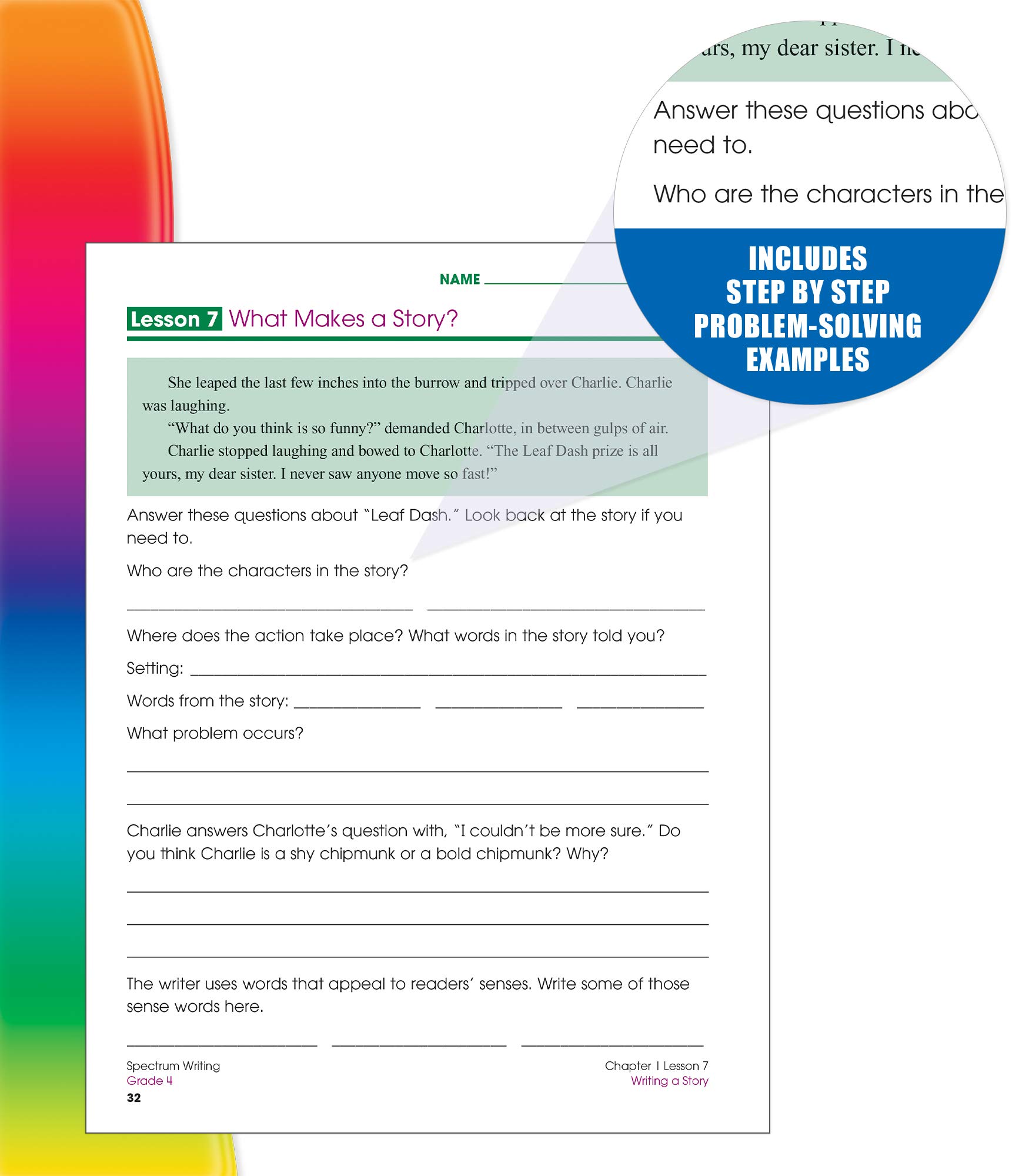 Spectrum Writing Workbook Grade 4, Informative, Opinion, Dialogue, Letter, and Story Writing Prompts, Writing Practice for Kids, Classroom or Homeschool Curriculum (Spectrum Writing)
