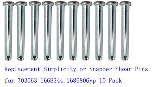 Replacement Simplicity or Snapper Shear Pins for 703063, 1668344, 1686806yp 10 Pack