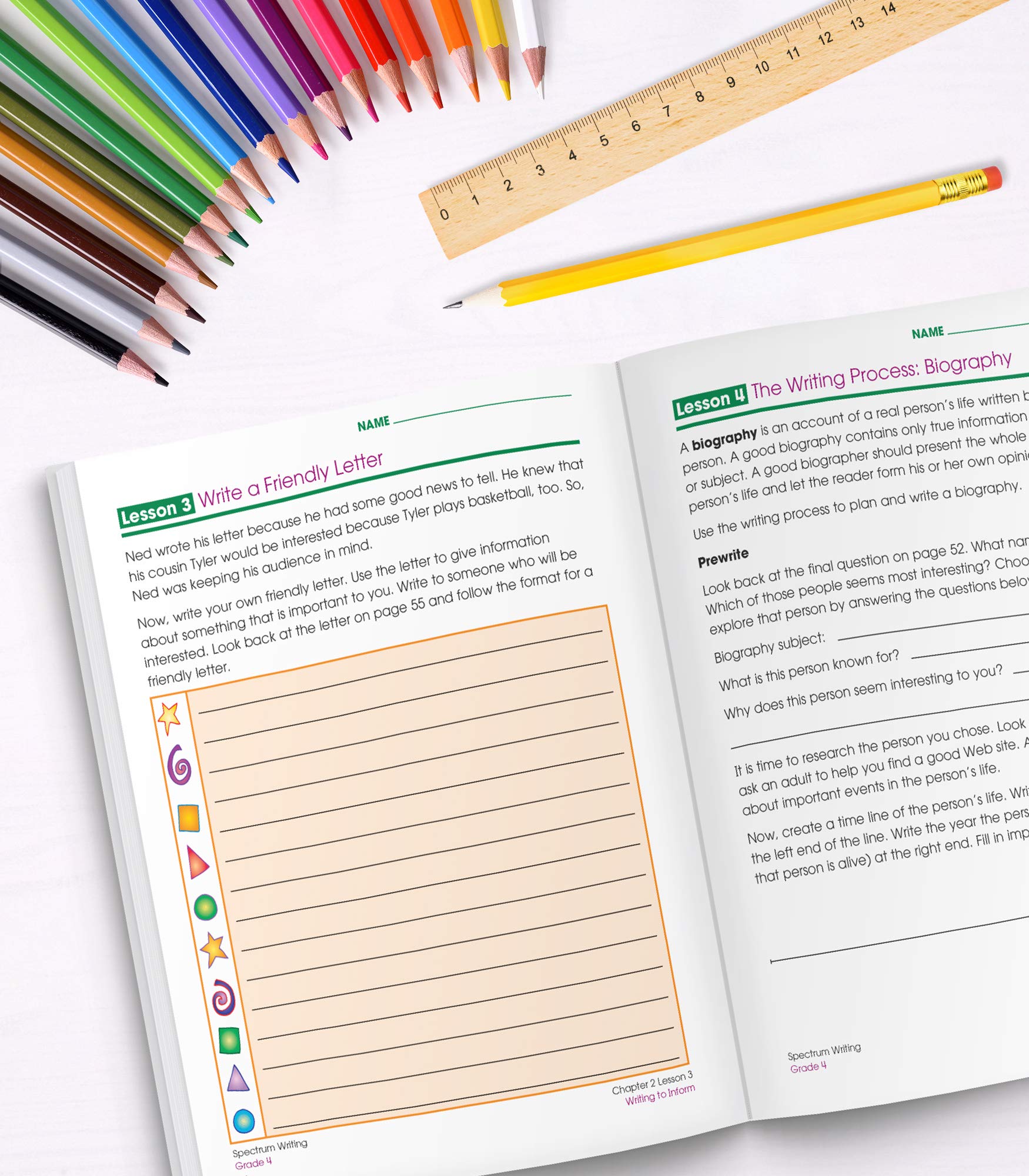 Spectrum Writing Workbook Grade 4, Informative, Opinion, Dialogue, Letter, and Story Writing Prompts, Writing Practice for Kids, Classroom or Homeschool Curriculum (Spectrum Writing)