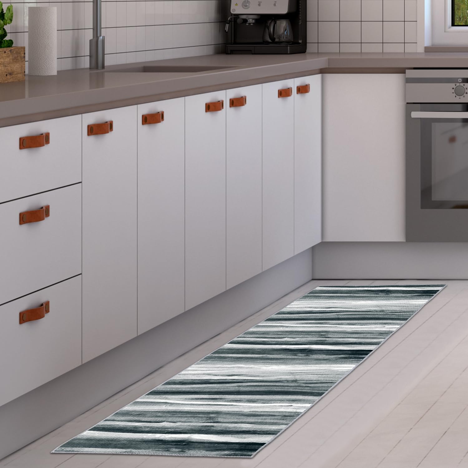 TUOJINRUIDA Abstract Runner Rug Carpet for Hallway with Non Slip PVC Dot Backing 2' x 12' (60 x 360 cm) Anti Skid Laundry Runner Rug Mat for Kitchen Entryway Living Room
