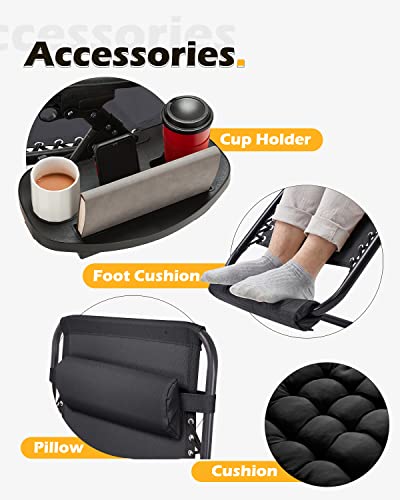 Ezcheer Oversized Zero Gravity Chair with Cushion, 31.5 inch Wide 400 lbs Weight Capacity, Lounge Chair for Outside with Cushion, Camping Beach Recliner Chair with Cup Holder & Head Pillow