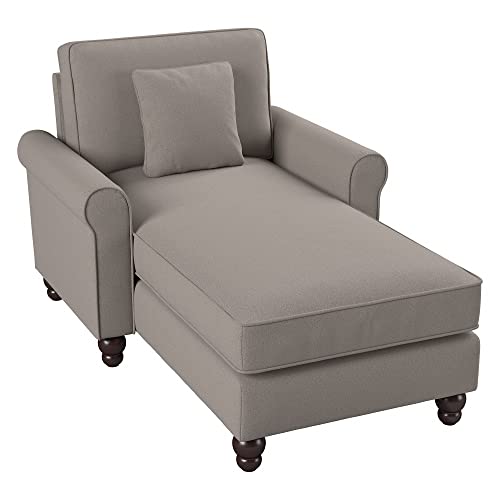 Bush Furniture Hudson Chaise Lounge with Arms, Beige Herringbone