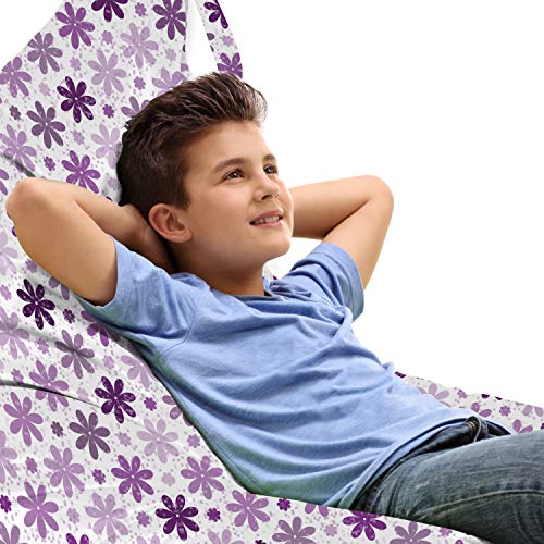 Ambesonne Natural Lounger Chair Bag, Floral Theme Large and Little Blossoms Images on Plain Background Botanical Art, High Capacity Storage with Handle Container, Lounger Size, Multicolor