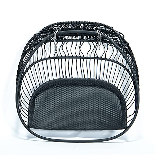 LeisureMod Wicker 2 Person Double Folding Hanging Egg Swing Chair (Beige)