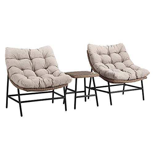 Papasan Scoop Outdoor Patio Chairs, Set of 2 - Natural