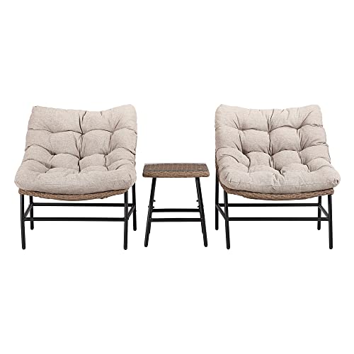 Papasan Scoop Outdoor Patio Chairs, Set of 2 - Natural