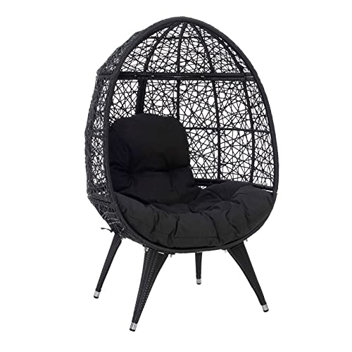 Linon Cloyd Metal Indoor Outdoor Round Chair in Black