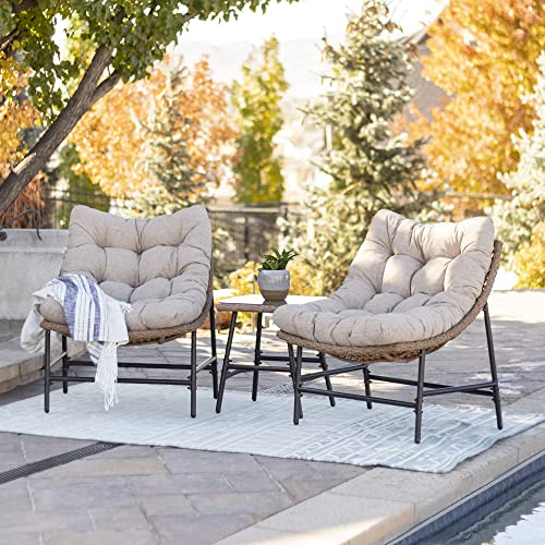 Papasan Scoop Outdoor Patio Chairs, Set of 2 - Natural