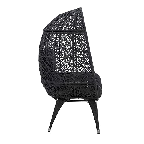 Linon Cloyd Metal Indoor Outdoor Round Chair in Black