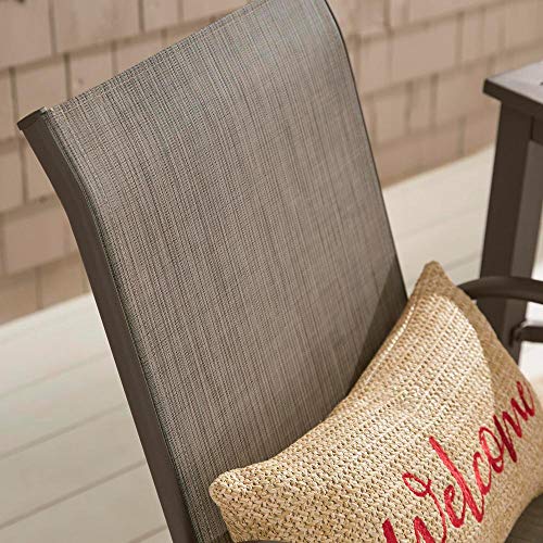 StyleWell Mix and Match Dark Taupe Steel Sling Outdoor Patio Dining Chair in Riverbed Taupe Tan (2-Pack)
