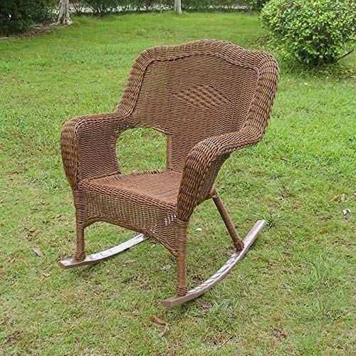 International Caravan Furniture Piece Camelback Resin Wicker Rocker