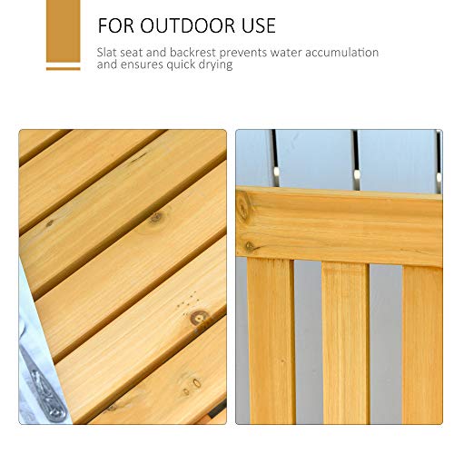 Outsunny 2-Person Outdoor Glider Bench, Wood, Quick Drying, Wide Armrest, Rocking Chair Loveseat for Backyard Garden Porch, Natural
