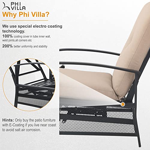 PHI VILLA Oversized Outdoor Recliner Chairs Set of 2, Zero Gravity Metal Patio Recliner Lounge Chairs with Removable Beige Cushions for Garden, Poolside, Lawn