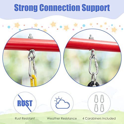 INFANS 2 Seat Swing Stand Set, 550 lbs Heavy Duty Metal Swing Frame, Extra Large A-Frame Swing Stand for Kids and Adult Indoor Outdoor Activity Backyard Playground (Red Swing Stand)