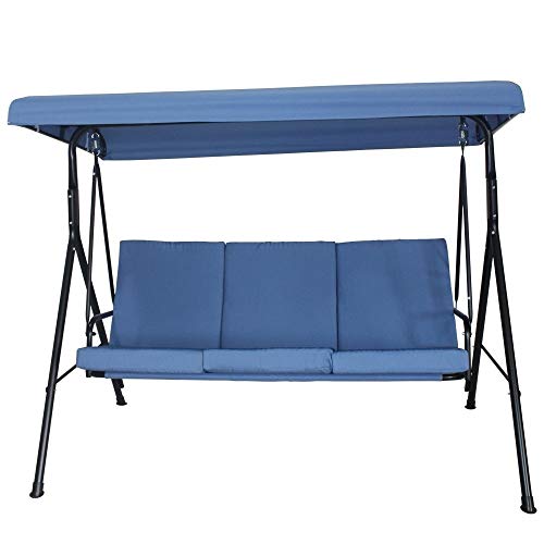 Homebeyond 3 Seater Outdoor Patio Swing | Rust and Fade Resistant Steel Frame with Adjustable Tilt Canopy | Perfect for Garden Backyard or Poolside - SW-3B