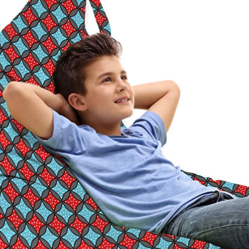 Ambesonne Geometrical Lounger Chair Bag, Abstract Concept Red and Blue Dotted Stars Ornaments in Repeating Style, High Capacity Storage with Handle Container, Lounger Size, Multicolor