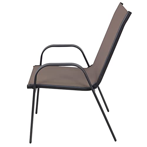 BTEXPERT Brown Indoor Outdoor 4-Set of Four Restaurant Flexible Sling Stack, Patio Metal Frame Chair, Set of 4