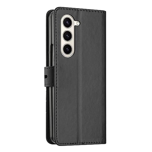 Asdsinfor Samsung Galaxy Z Fold 5 Case,Galaxy Z Fold 5 Wallet Case PU Leather with Credit Cards Holder Shockproof Flip Magnetic Protection Men Women Lady Phone Case for Galaxy Z Fold 5 Black HXPU