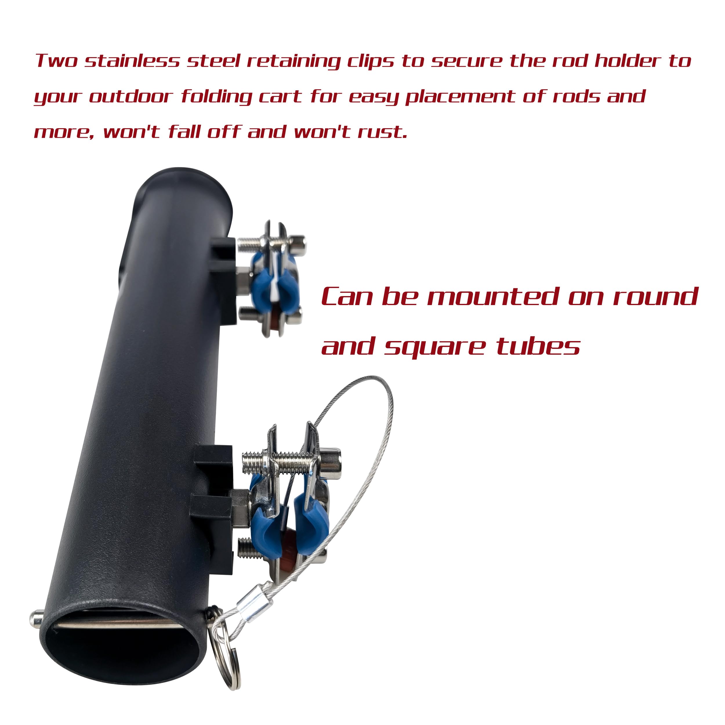 Folding Wagon Cart Umbrella and Fishing Rod Holder - Ideal for Wagon Cart, Garden, Gorilla, and Camping Carts - No Drilling Required