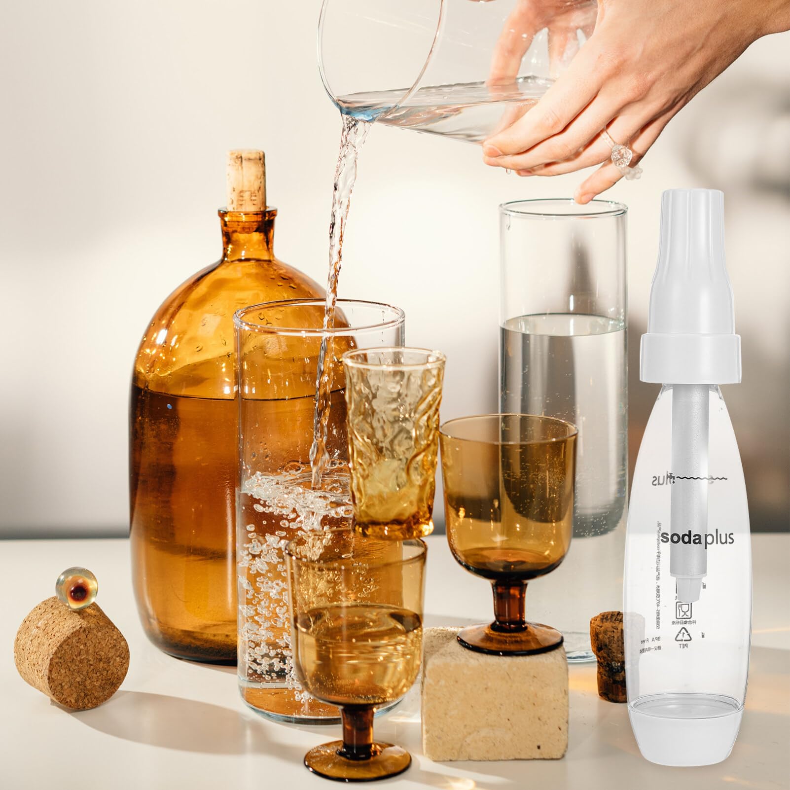 Kichvoe 1pc sparkling water machine sparkling hand operated sparkling water tool cocktail tools bubble maker machine soda fizzy drink maker Manual Sparkling Water Tool drinks