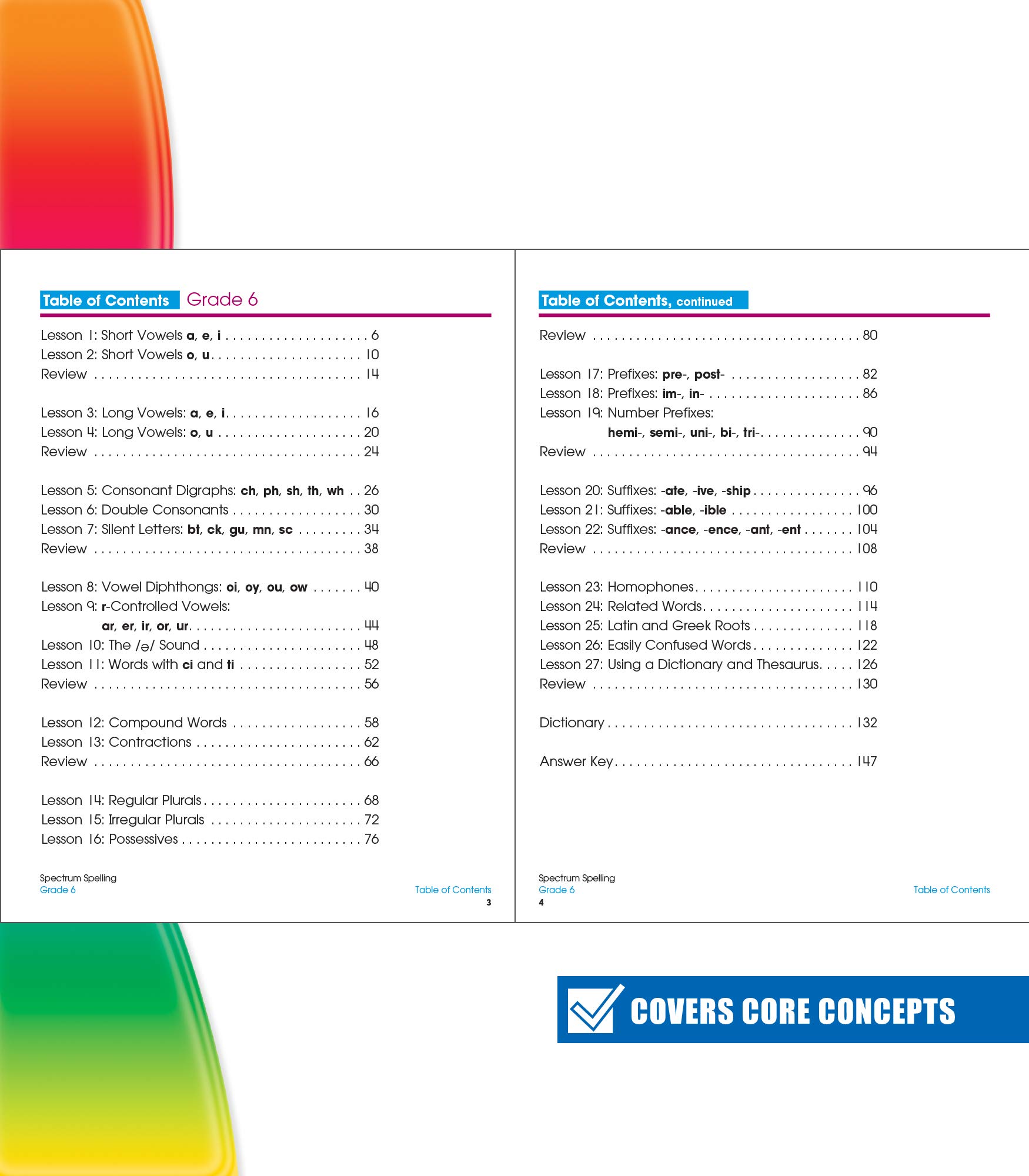 Spectrum 6th Grade Spelling Workbook, Grammar and Handwriting Practice With Root Words, Diphthongs, Prefixes, Suffixes, 6th Grade Workbook With English Dictionary, Classroom or Homeschool Curriculum